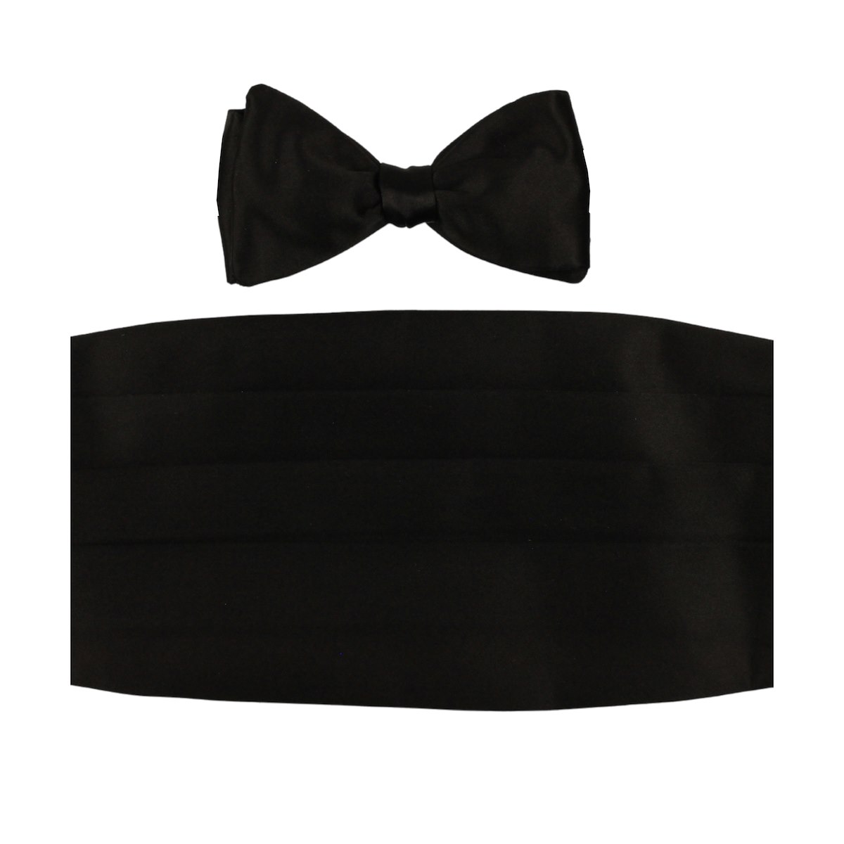 Silk Solid Satin Self-Tied Bowtie and Cummerbund Set - Black | J.Hilburn