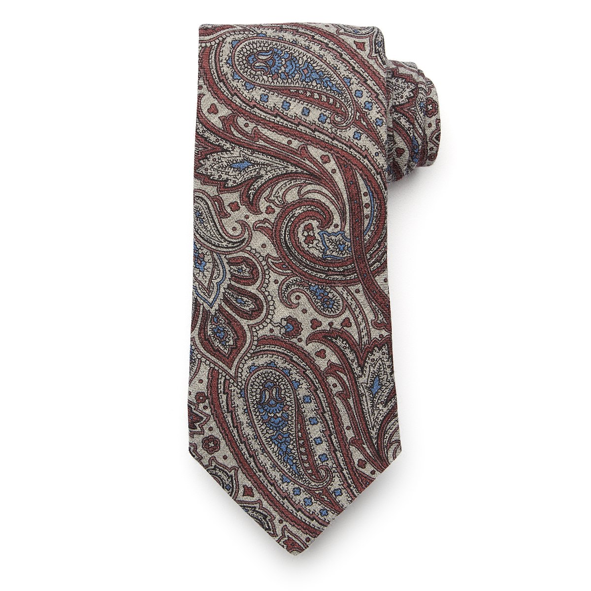 Wool Paisley Tie - Burgundy | J.Hilburn