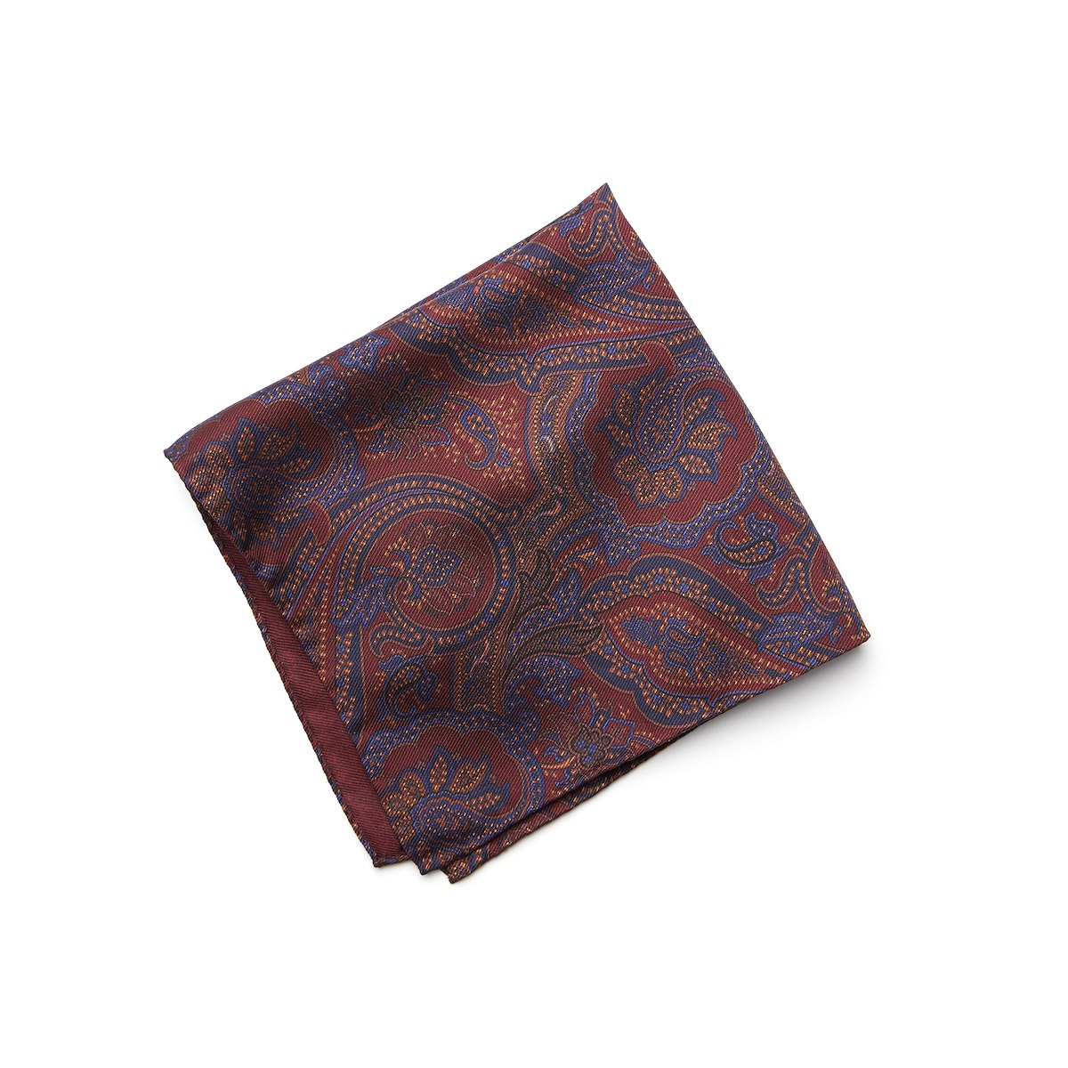 Printed Paisley Pocket Square - Burgundy | J.Hilburn