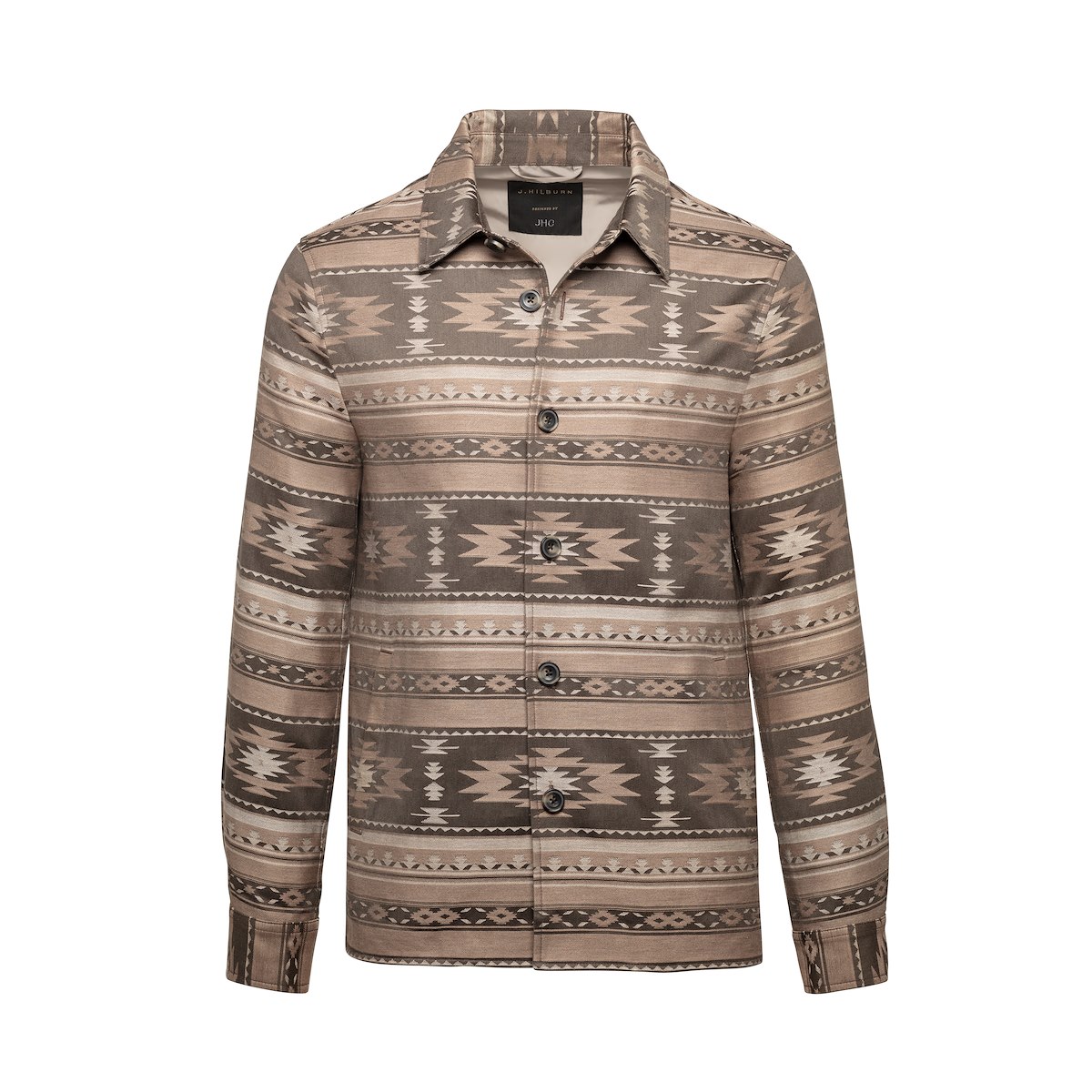 Natural and Brown Navajo Pattern Shirt Jacket | J.Hilburn