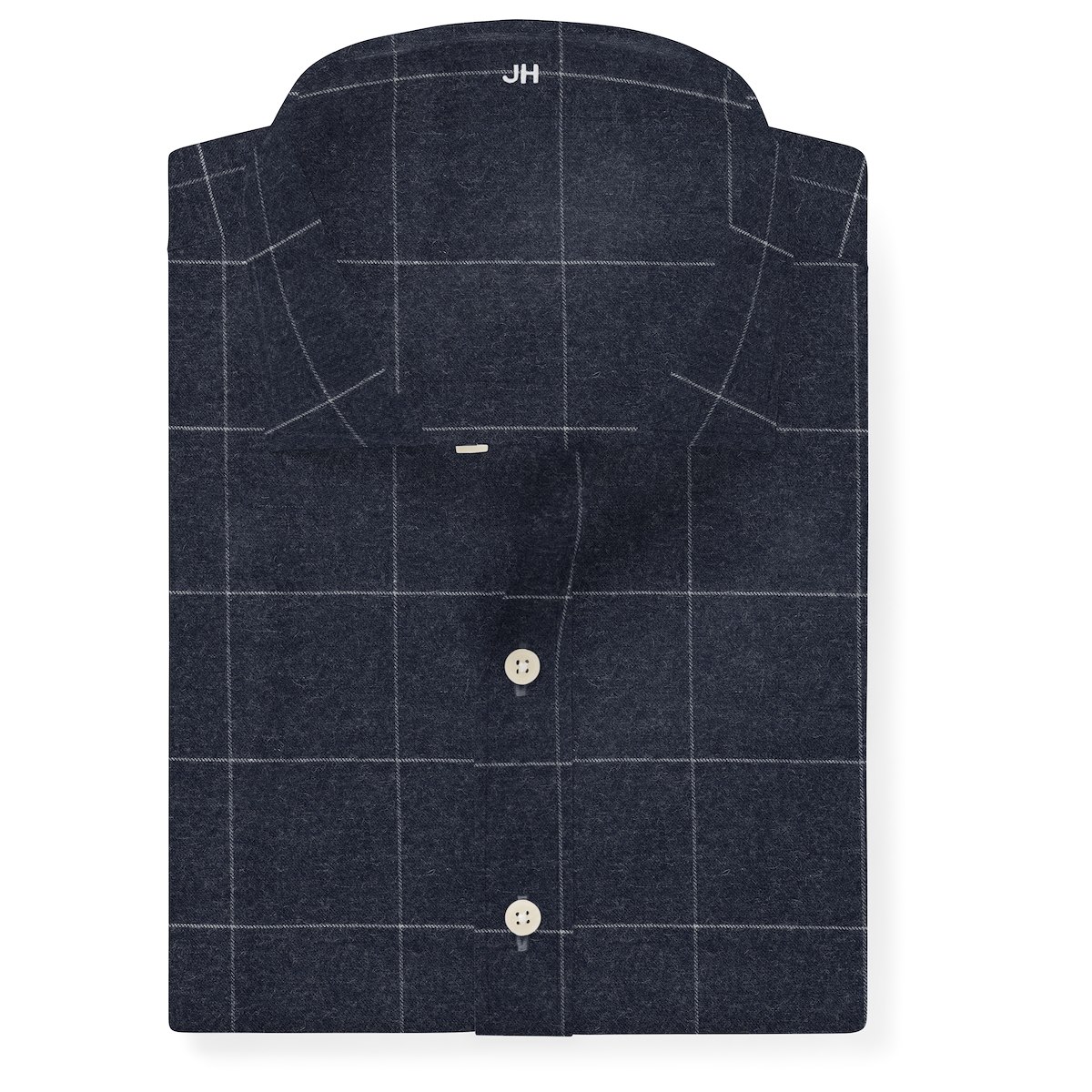 Navy with Grey Cotton Cashmere Windowpane | J.Hilburn