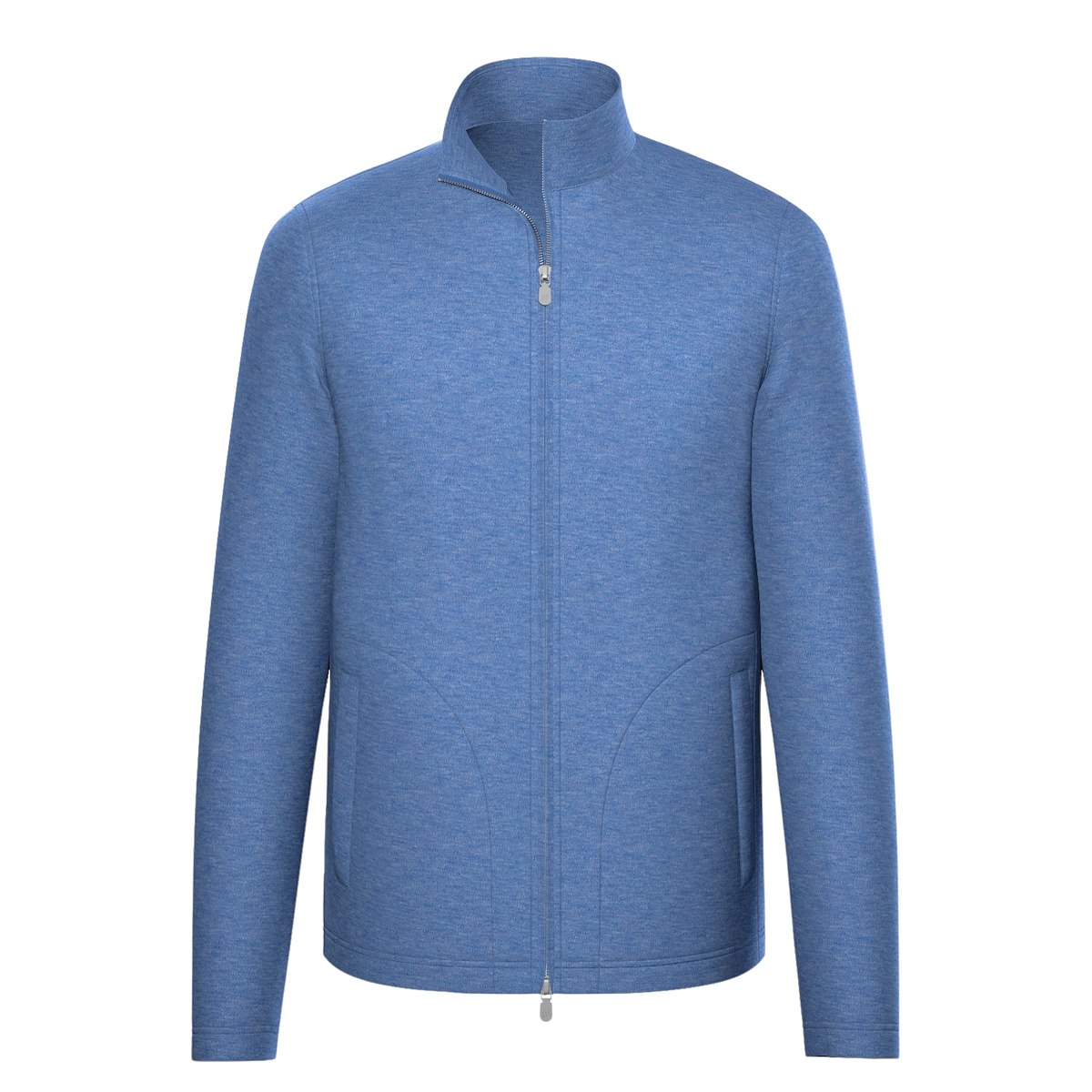 Soft Blue Melange Interlock Jersey | J.Hilburn