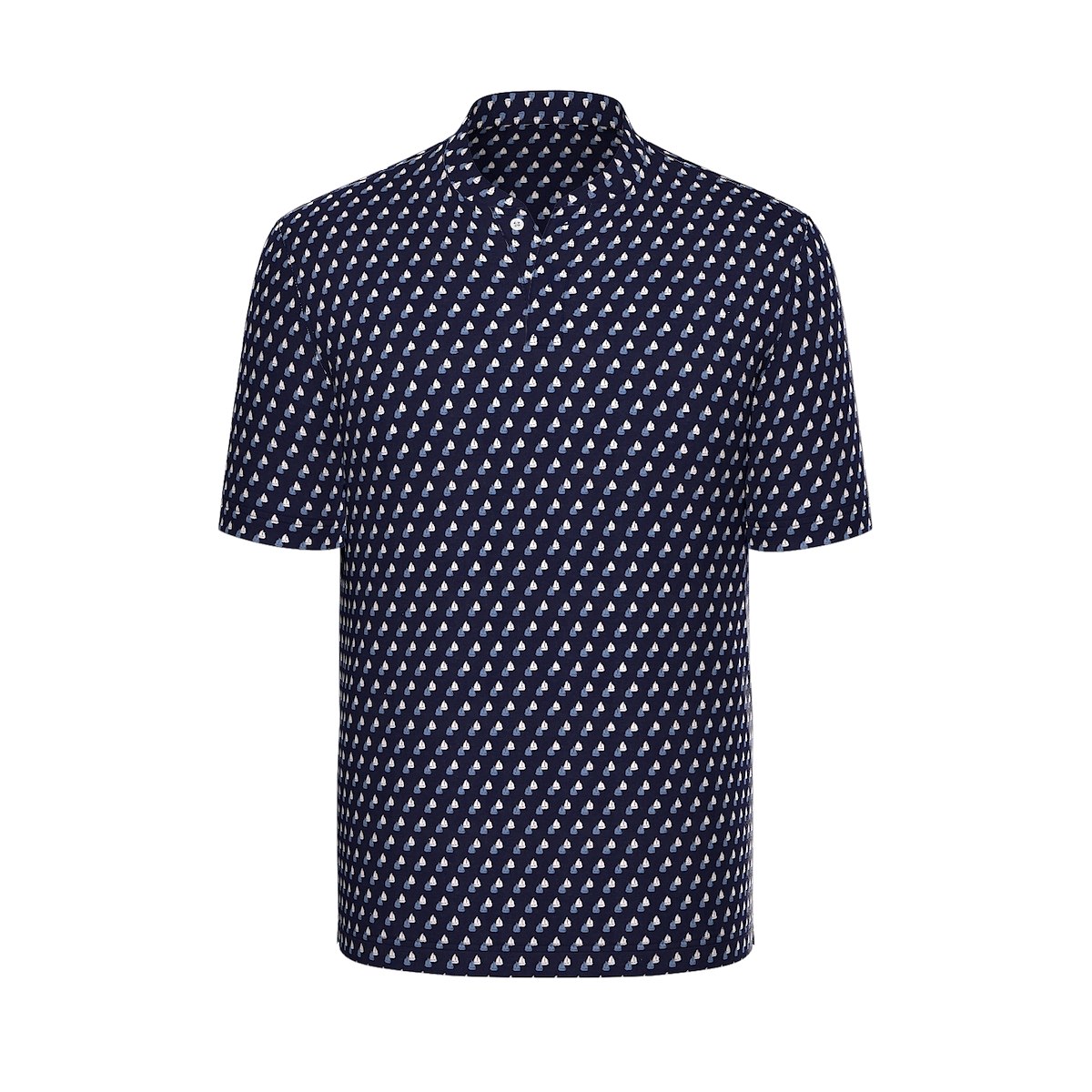 Navy Sailboat Printed Jersey Knit | J.Hilburn