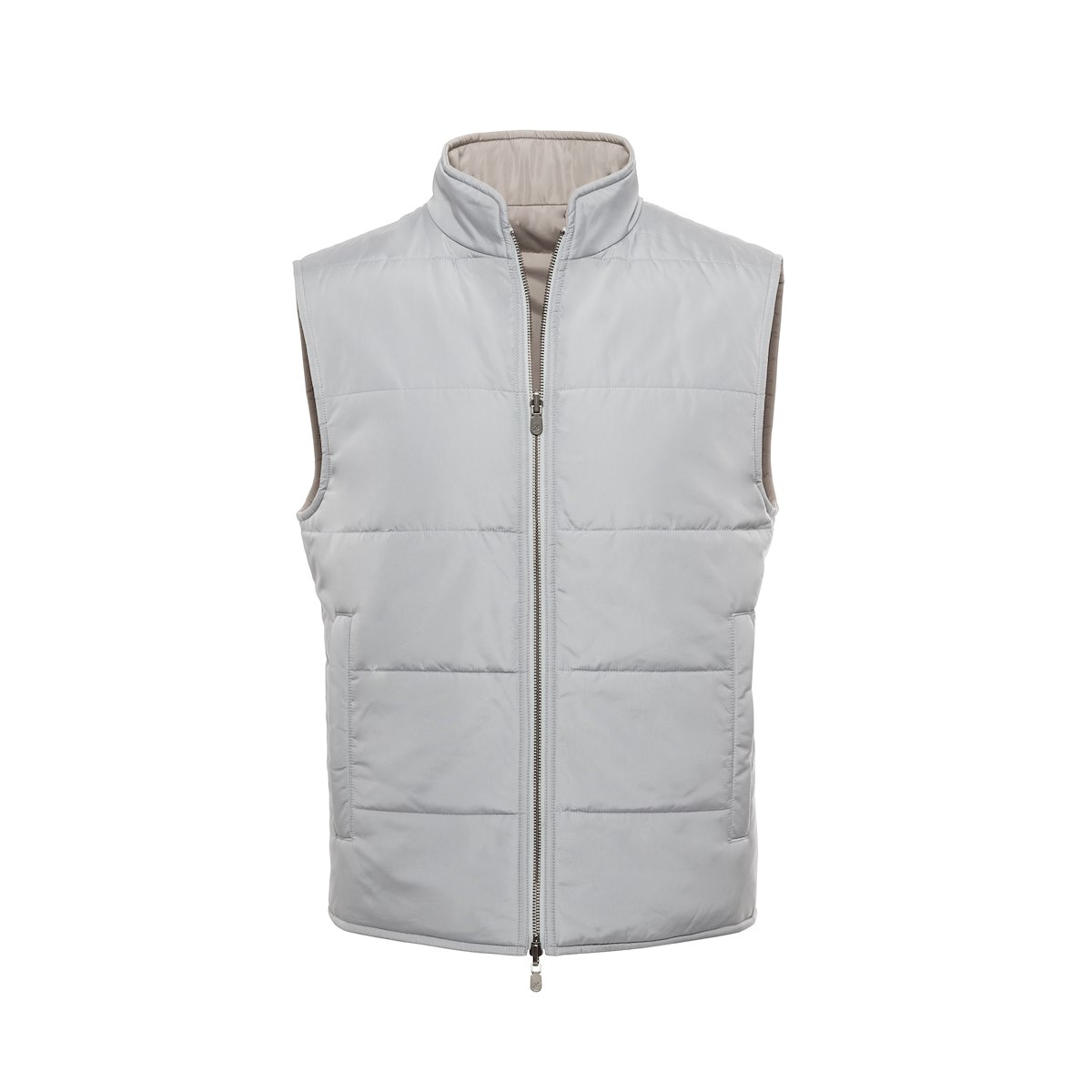 Grey Solid Brushed Polyester-Reversible Vest | J.Hilburn