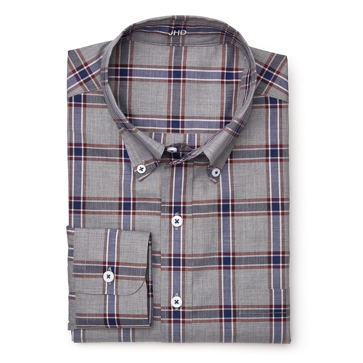 Charcoal/Berry/Blue Large Check | J.Hilburn