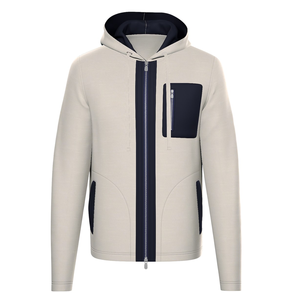 Ivory Heavyweight Wool with Tech Trim | J.Hilburn