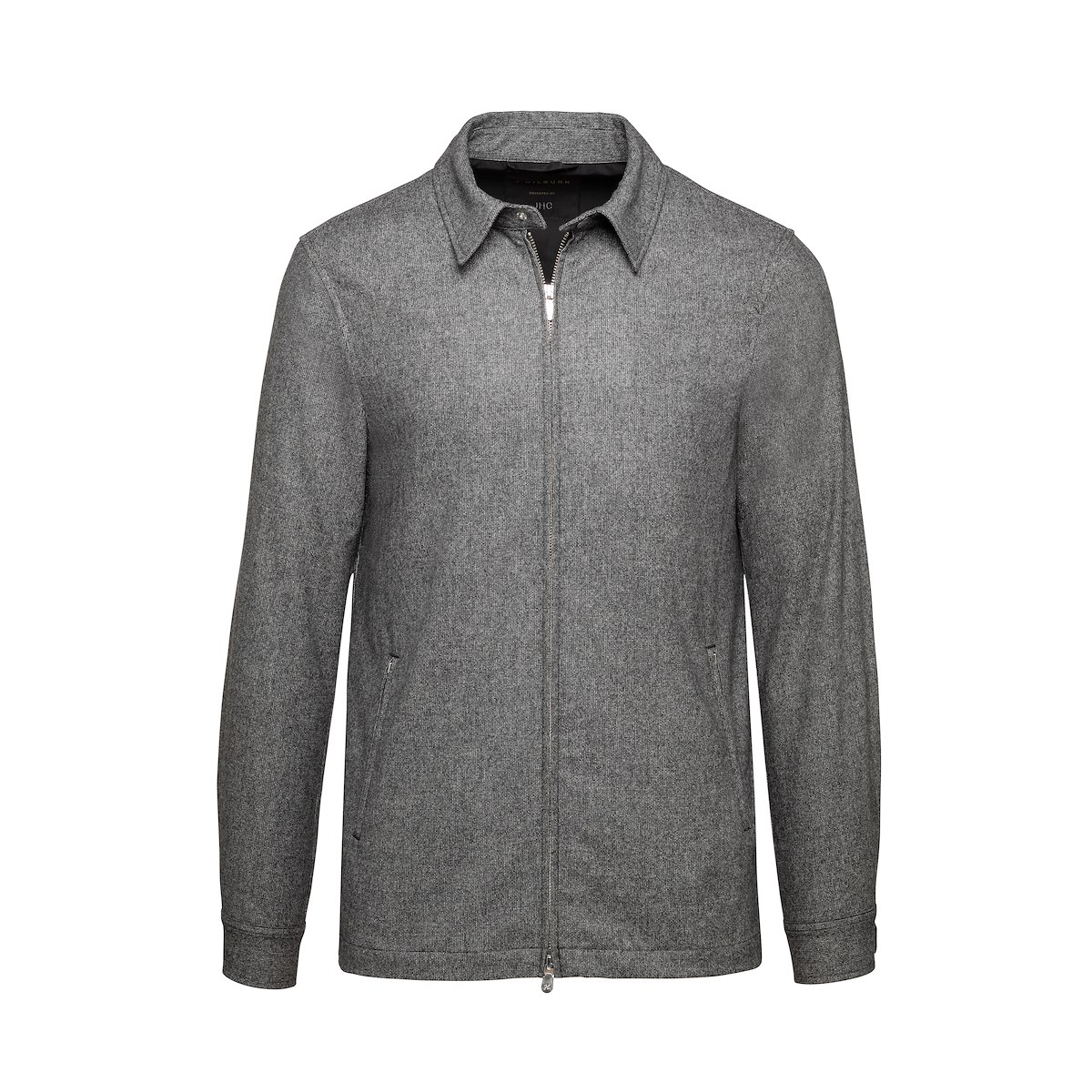 Grey Wool Stretch Texture Shirt Jacket | J.Hilburn