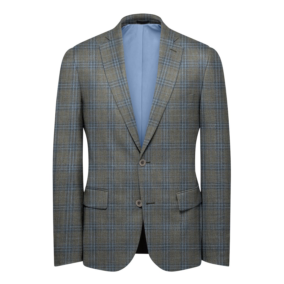 Olive and Light Blue Milano Plaid | J.Hilburn