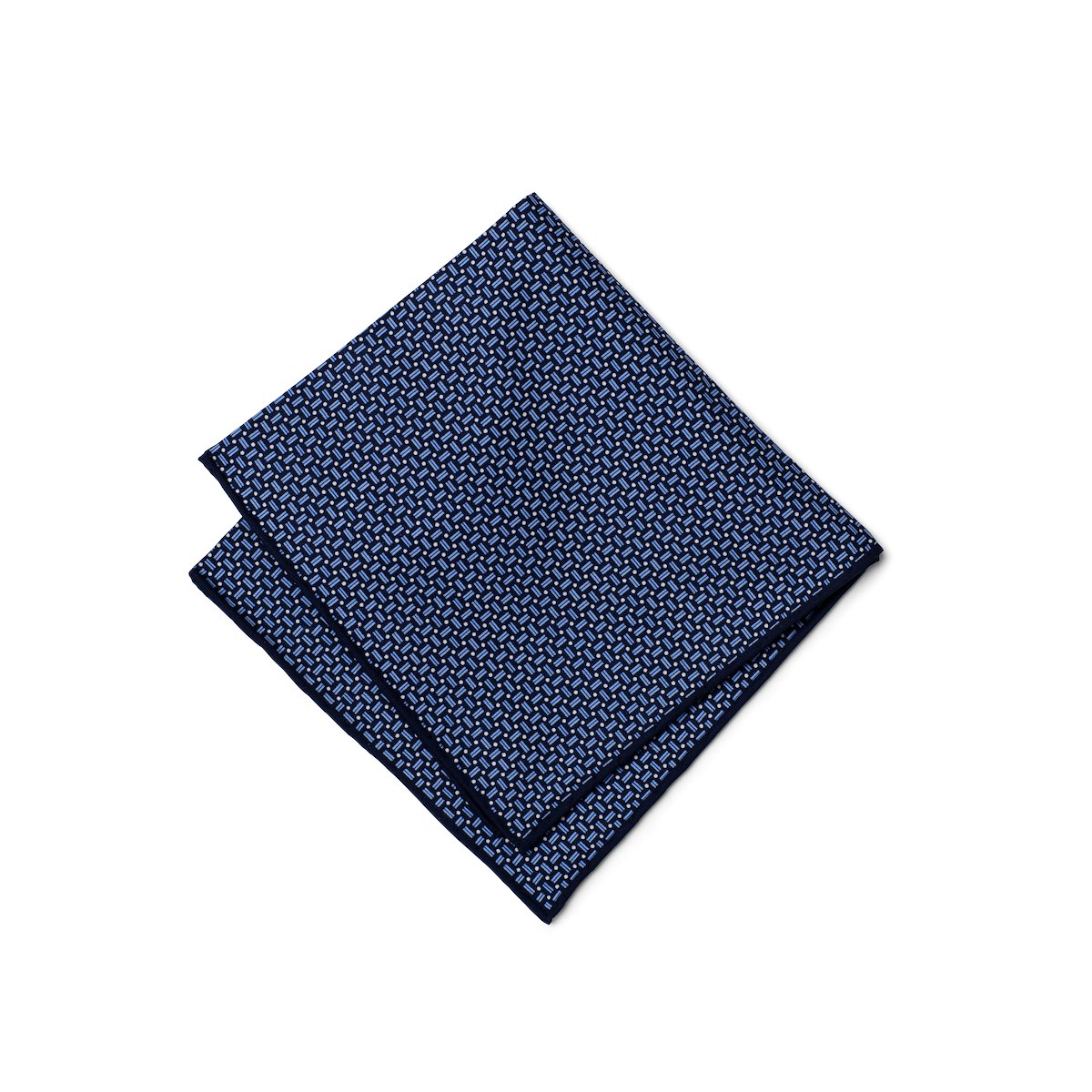 Medium Blue Cross Hatch Print Pocket Square - Deep Sea Blue | J.Hilburn